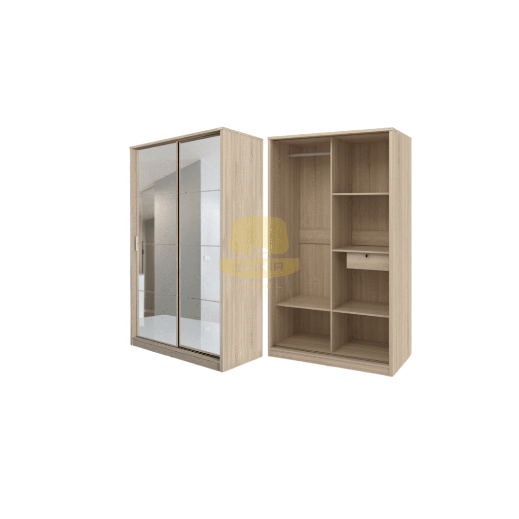 Lemari Sliding Full kaca 120 Cream - Dunia Mebel Bali